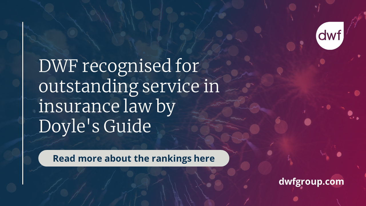 DWF recognised for outstanding service | DWF Group